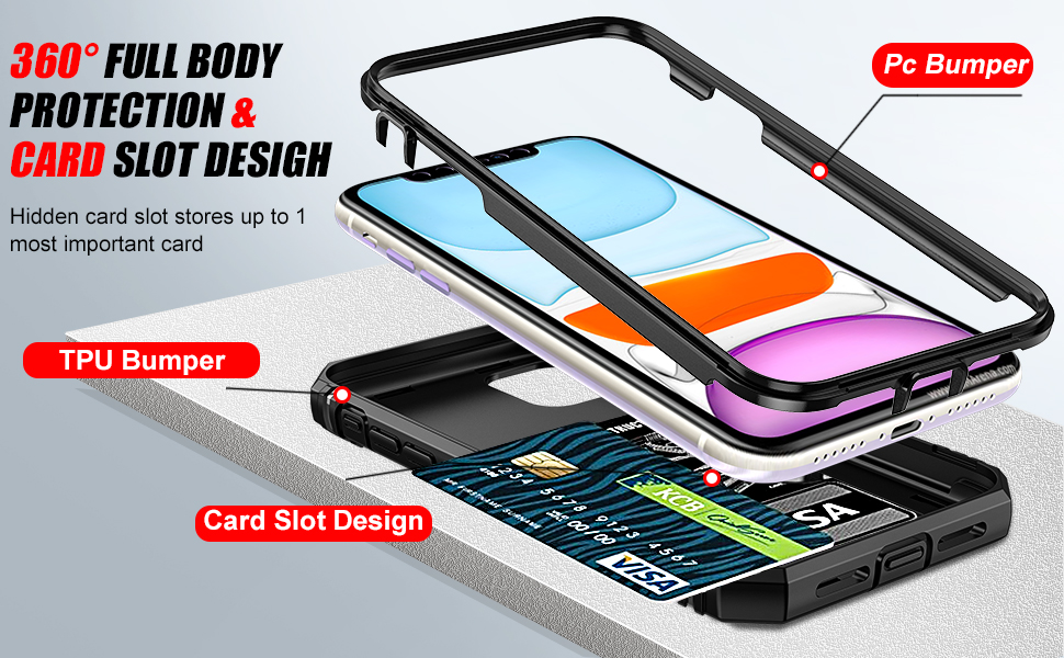 LeYi for iPhone 11 Case and 2 Tempered Glass Screen Protector with Slide Camera Cover,Ring ...