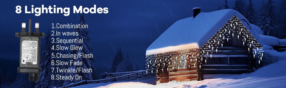 Icicle Outdoor Christmas Lights,10M/33FT 270 LED Icicle Lights with 45 ...