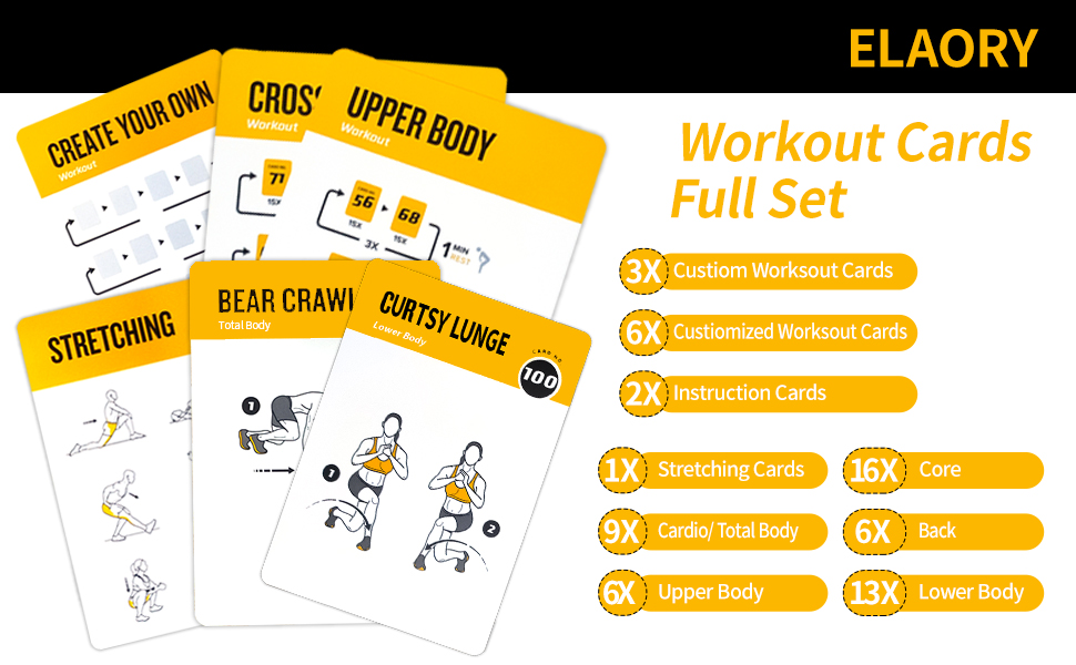Amazon.com: ELAORY Bodyweight Workout Cards, 62 Exercises Cards Deck ...