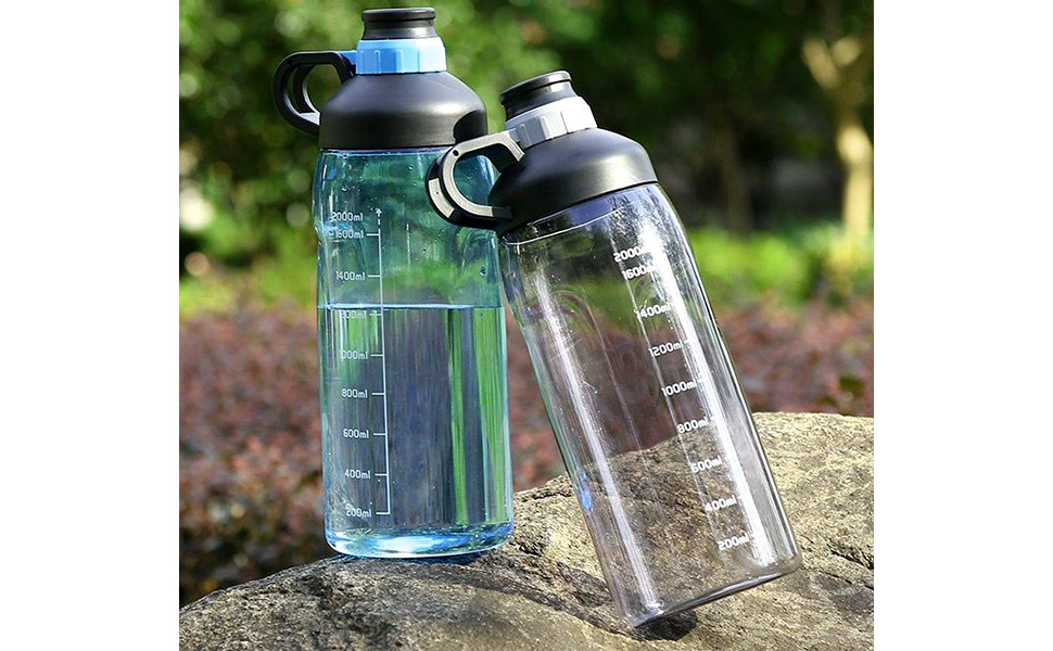 CODEMINT Large Capacity 2 Liter Leak Proof BPA Free Fitness Sports Water Bottle, Reusable ...