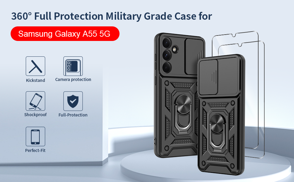 Guisessy für Samsung Galaxy A55 5G Hülle, für Samsung A55 Handyhülle Kameraschutz Slide Camera ...