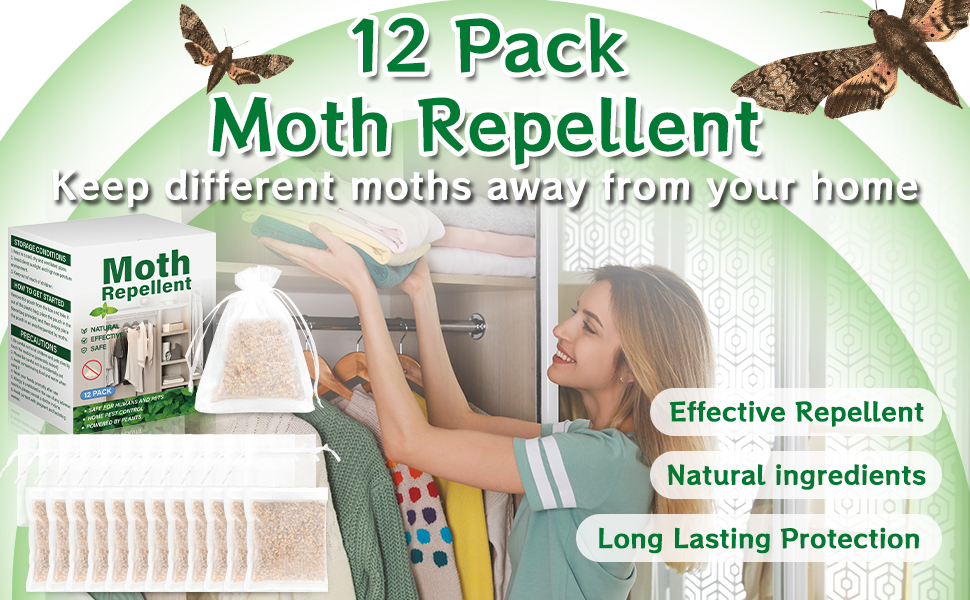 Amazon.com: 12 Pack Moth Repellent for Closets, Peppermint Effective Moth Repellent for House ...