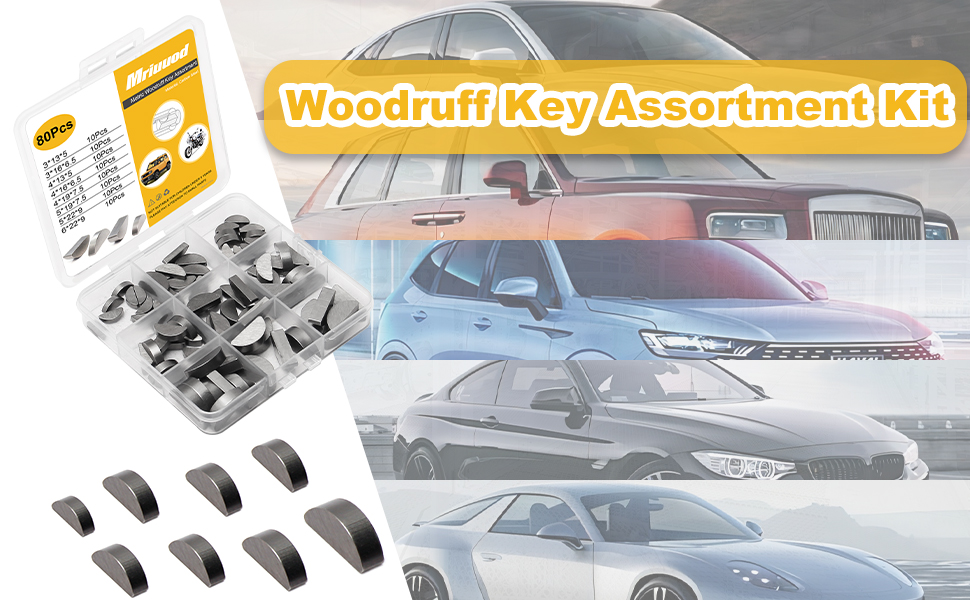 Amazon.com: Mriuuod 80pcs Woodruff Key Assortment Kit, Metirc, Woodruff Semicircle Key, Carbon ...