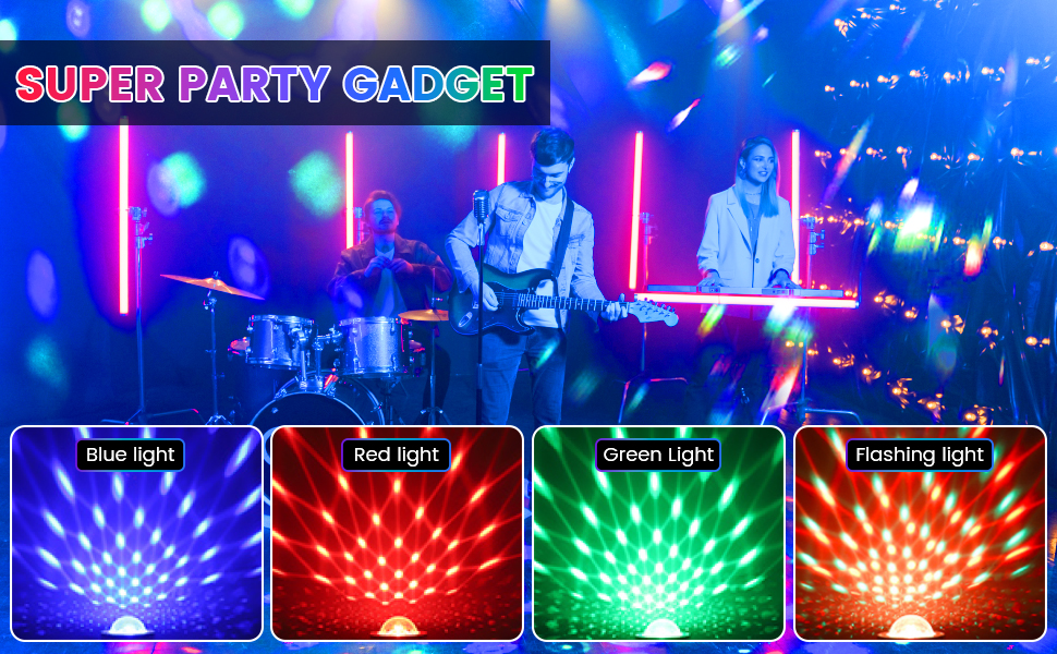 Disco Lights for Parties, 2Pcs Multi Color Mini Disco Ball Light Portable Disco Lights Sound ...