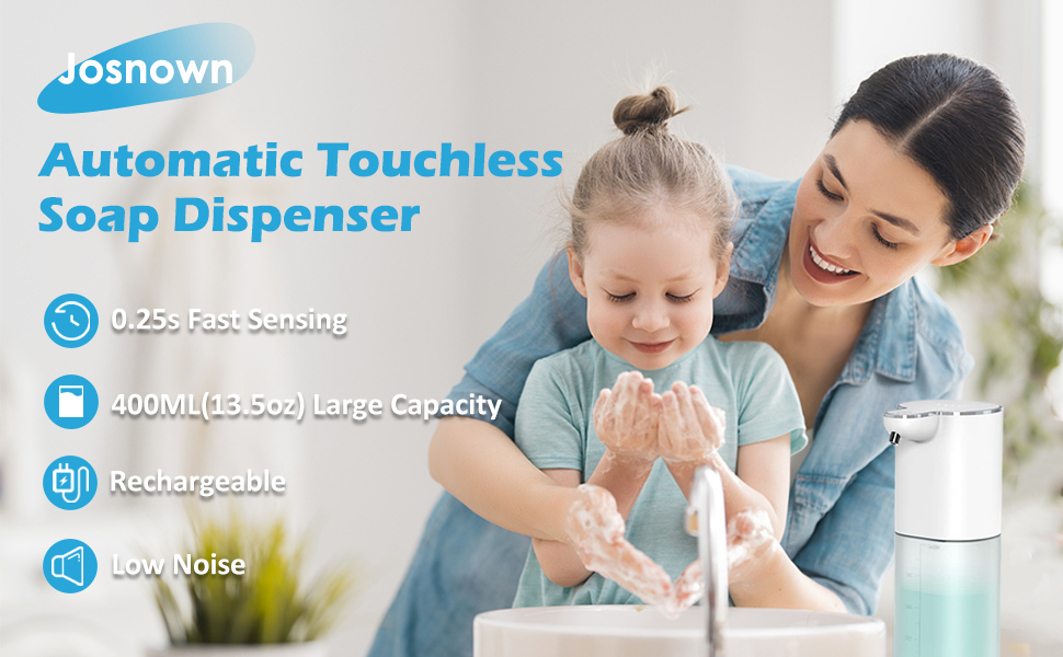 Amazon.com: Josnown Automatic Liquid Soap Dispenser, 13.5oz/400ML Wall Mount ,Waterproof, USB ...