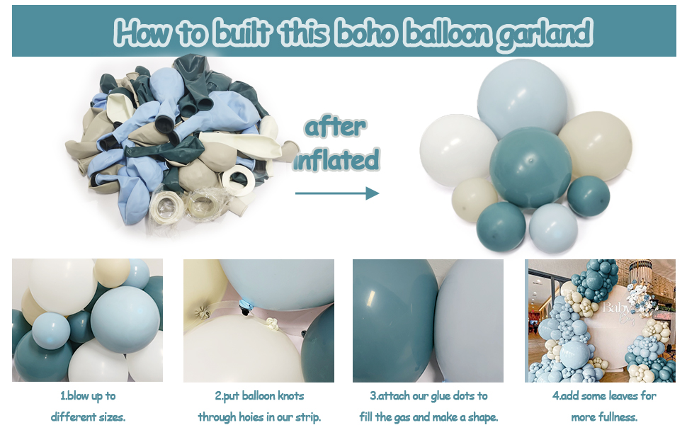 Amazon.com: Dusty Blue White Balloon Garland Double Stuffed Pastel Slate Blue Balloon Sand White ...