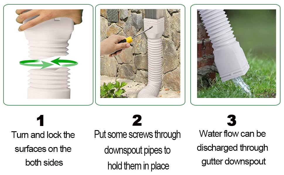2 Pack Rain Gutter Downspout Extensions Flexible, Rainwater Down Spout ...