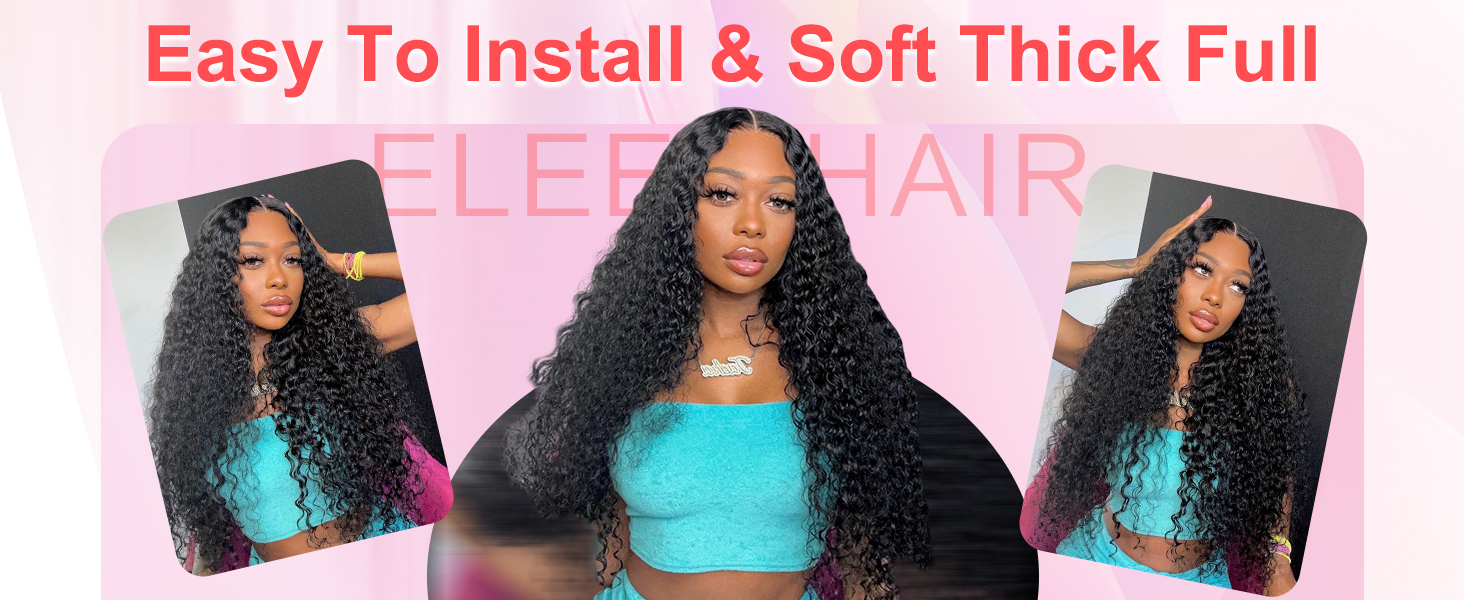 Amazon.com: ELEE'S HAIR 13x6 Water Wave Lace Front Wigs Human Hair 24 Inch 180% Density Water ...