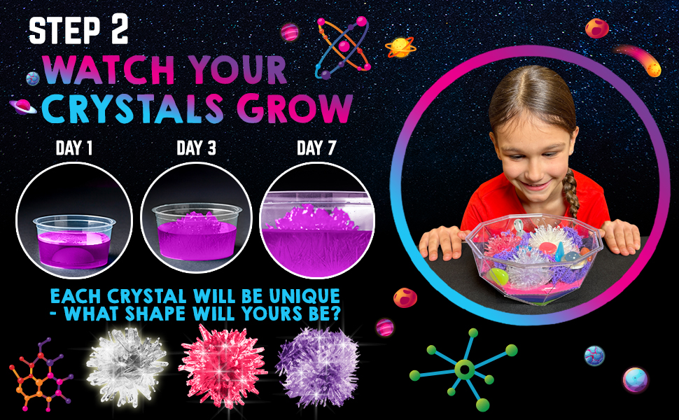 Original Stationery Grow Your Own Crystals Galaxy Terrarium Kit, Grow 3 Crystals for Beginners ...