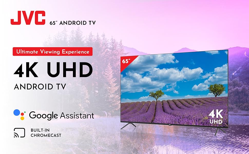 JVC 65 Inch Smart TV | 4K UHD Android TV with LED Edgeless Display | Ultra-Thin Bezels, Google ...