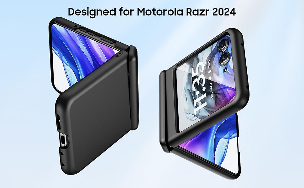 Amazon.com: MAKAVO for Motorola Razr 2024 Case, Built-in Outer Screen Protector & Hinge ...