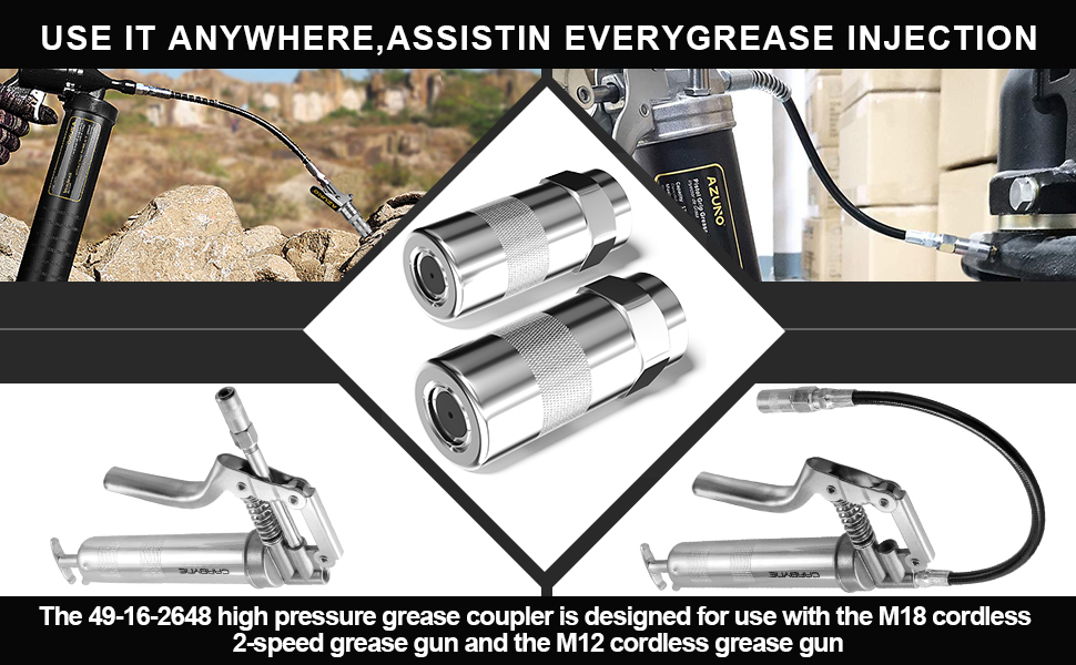 Amazon.com: 49-16-2649 Grease Gun Couplers, Replacement for Milwaukee Grease Gun Tips, Fits M18 ...