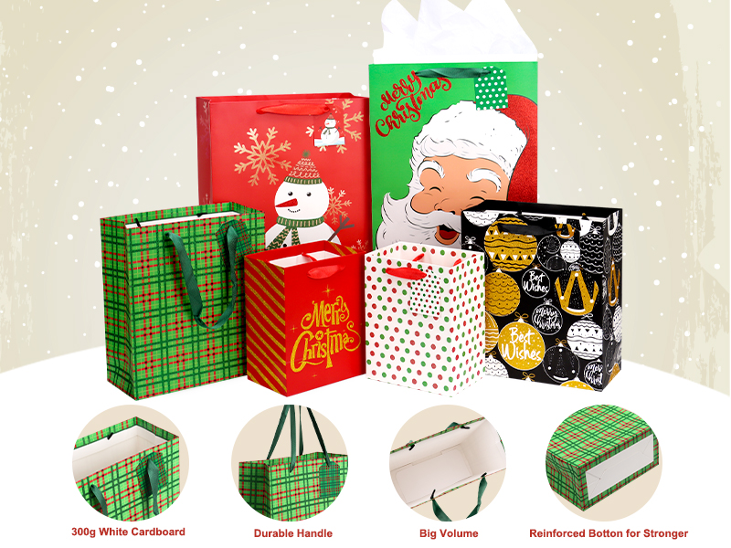 Amazon.com: POPGIFTU Glitter Christmas Gift Bags Bulk - 12 Pack Holiday ...