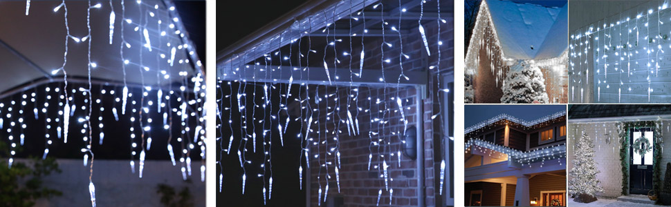 Christmas Icicle Lights, 432 LED 35.4ft 8 Modes Low Voltage Icicle ...