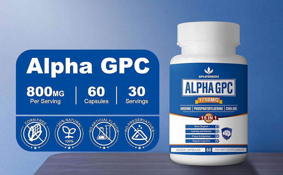 Amazon.com: Spliferkou 15-in-1 Alpha GPC Supplement with Phosphatidylserine, Uridine, L-Theanine ...