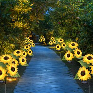 HELESIN Solarlampen für Außen Garten 2 Stück, Solarleuchten für Außen mit 3 Solar Sonnenblumen ...