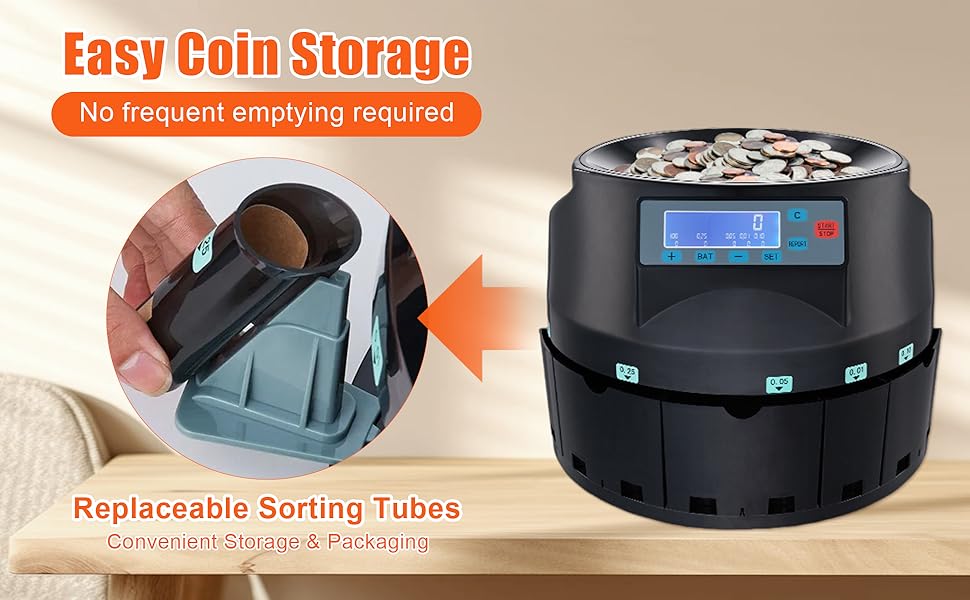 Amazon.com : USD Coin Sorter,Coin Counter Machine,Wrapper and Roller 300 Coins/min,LED Display ...