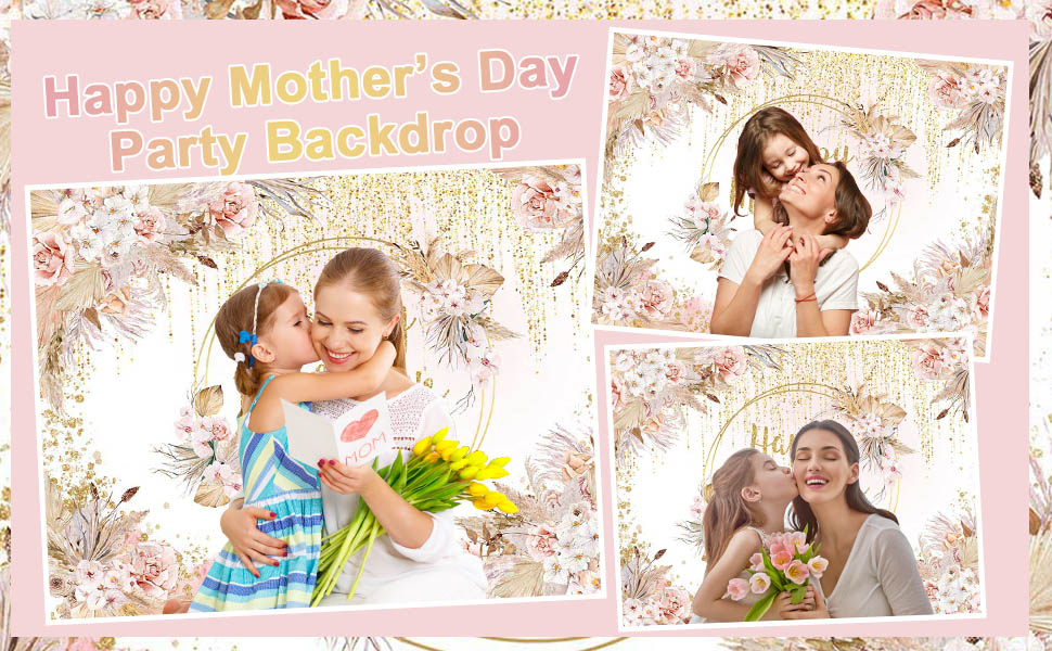 Amazon.com : Mocsicka Mothers Day Backdrop 7x5ft Boho Floral Flowers ...
