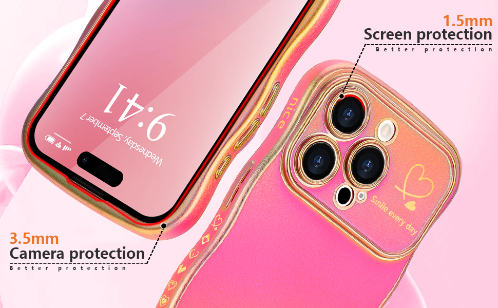 Amazon.com: LCHULLE for iPhone 15 Pro Max Case for Women Girls, Cute Colorful Wave Frame Curly ...