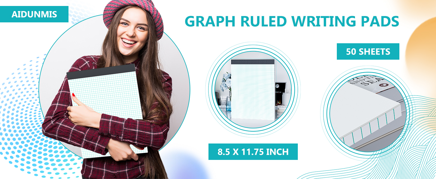 Amazon.com : 8 Pack Graph Papers 8-1/2 x 11-3/4 Quadrille Pads 4x4 Blue ...