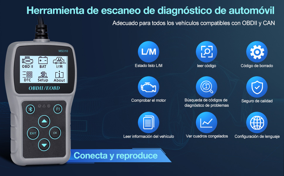 SMPK OBD2 Escaner automotriz, Scanner automotriz, Lector de códigos Universal, Herramienta ...