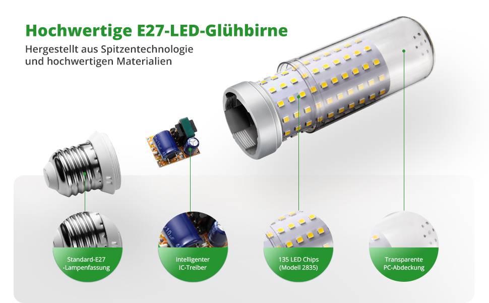 HOMEOW E27 LED Kaltweiss 6000K, Extra Hell 25W 2500LM Led Birne E27, LED Lampe E27 Ersetzt 200W ...