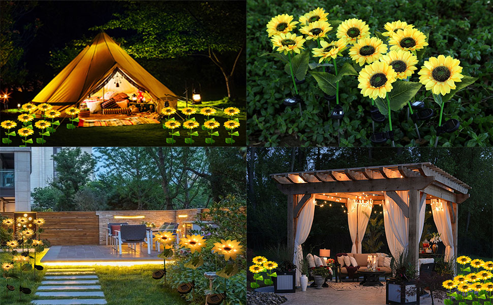 ZQX Solarleuchte Garten für Außen, 2 Stück Solar Sonnenblumen lichter, IP65 Wasserdicht LED ...