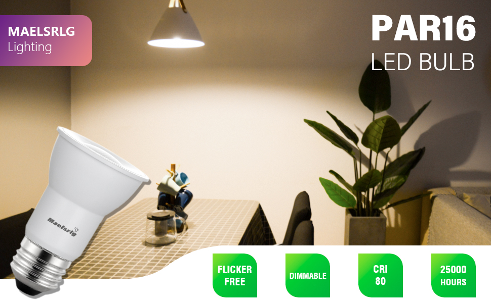 Maelsrlg PAR16 LED Long Neck Recessed Spotlight Bulb, 6W(60W-75W Equivalent) Dimmable, 600 ...