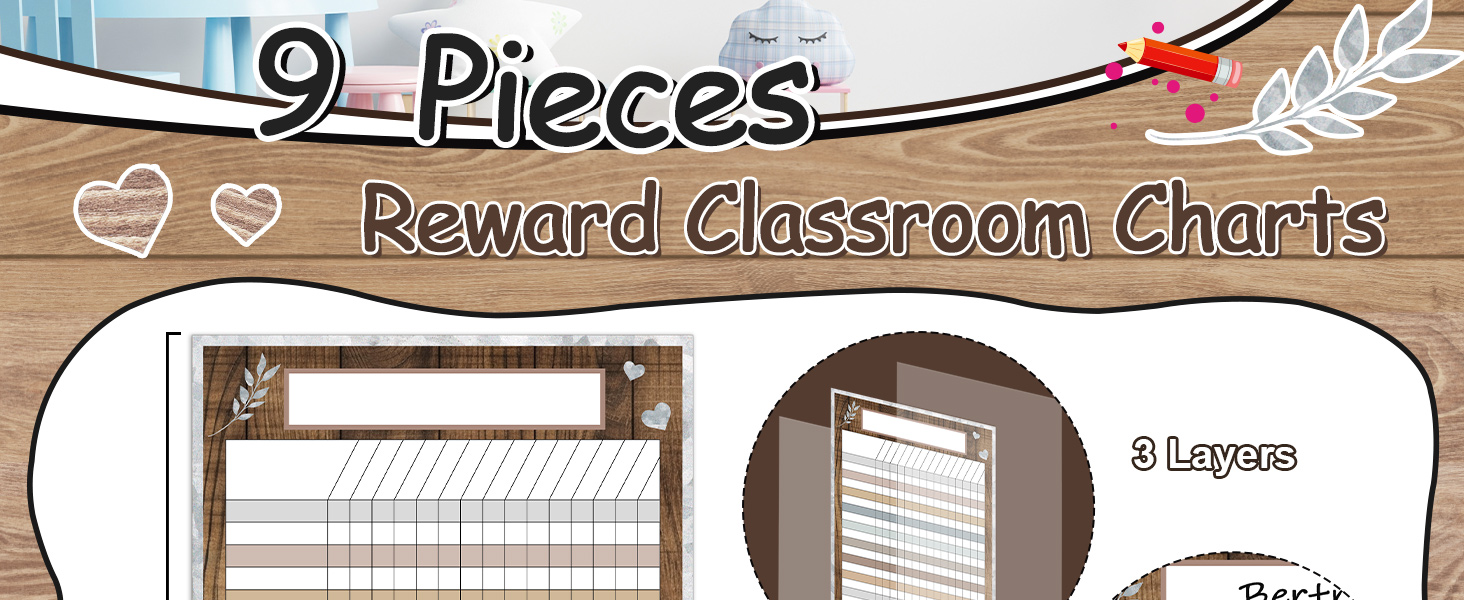 Amazon.com : 9 PCS Classroom Incentive Charts Classroom Behavior Chart ...