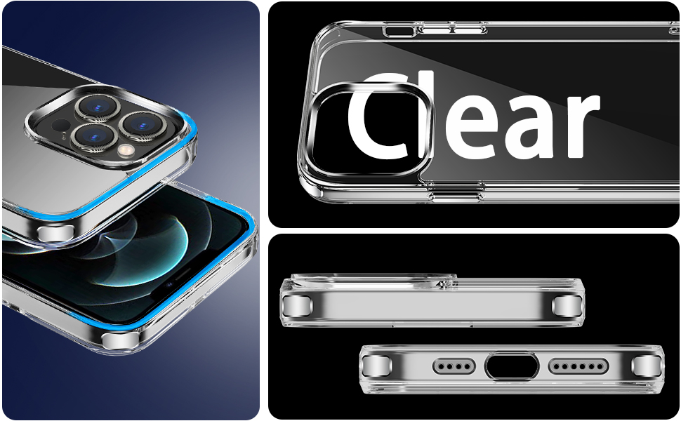 Amazon.com: JJGoo Compatiable with iPhone 12 Pro max Case Clear, Transparent Shockproof Phone ...