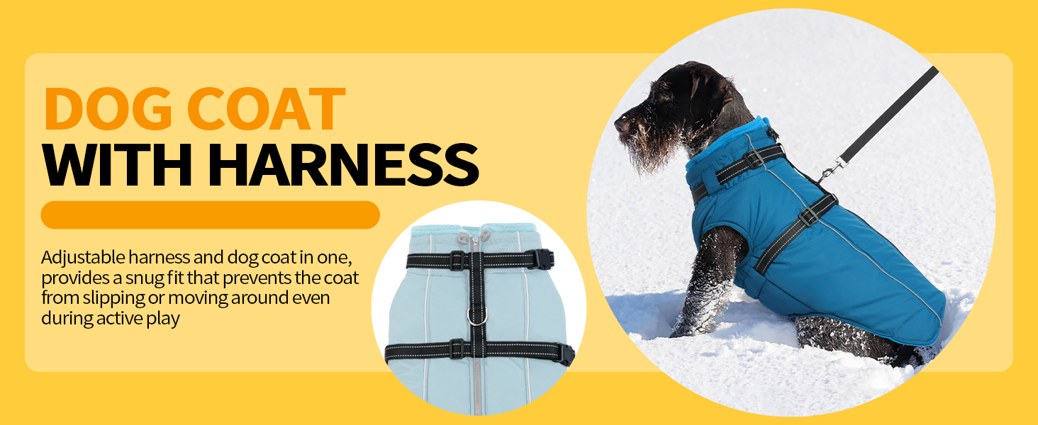 Amazon.com : Lelepet Waterproof Dog Jacket with Harness Built in Warm Dog Winter Coat ...