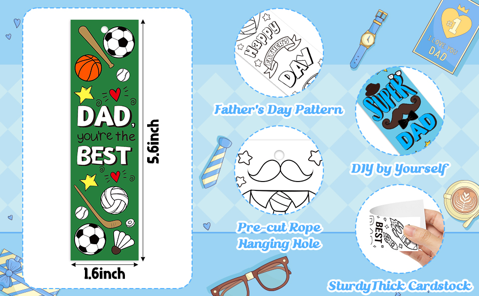 Amazon.com: BWkoss Father's Day Color Your Own Bookmarks for Kids ...