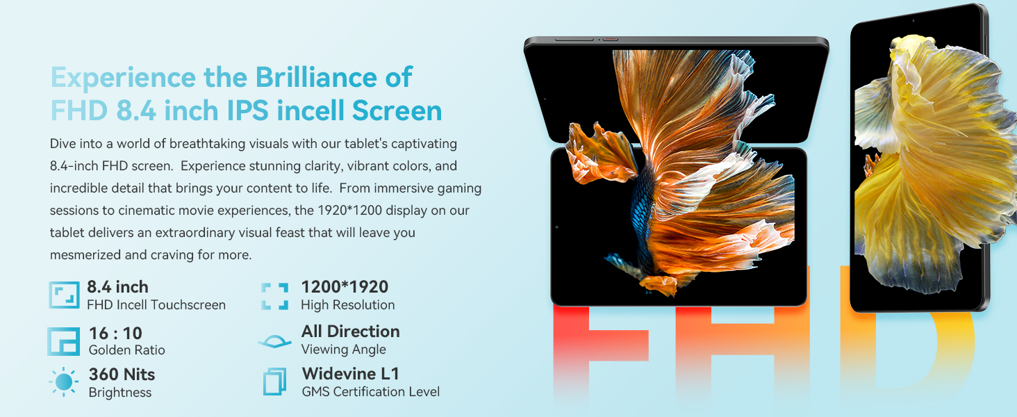 Amazon.com : Headwolf Android 14 Tablet, FPad3 8.4 inch FHD 1920 * 1200 Display Android Tablet ...