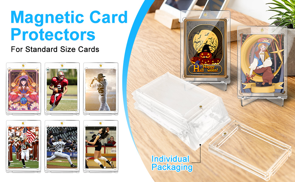 Amazon.com: SUNEZLGO 23 Pack - Magnetic Card Holder, 35PT Magnetic Baseball Trading Card Holder ...