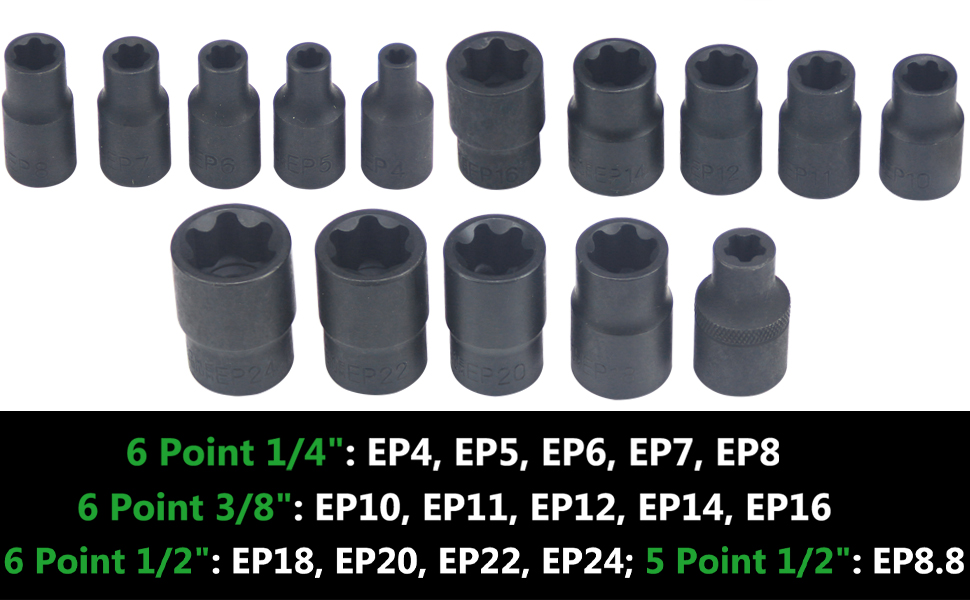15pcs External Torx Plus Socket Set 6 Point E Torx Star Torque Socket Set Cr V Steel Ep4 24 With