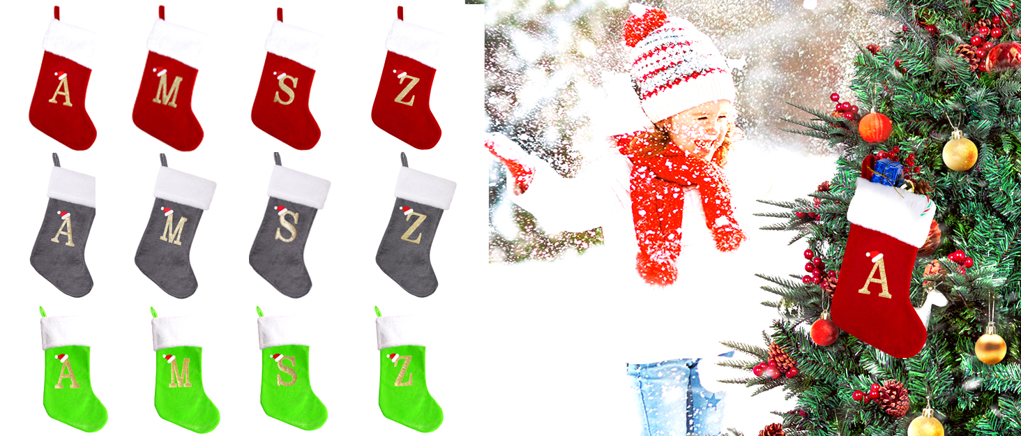 Amazon.com: 20 Inches Monogram Christmas Stockings with Letters, Large ...