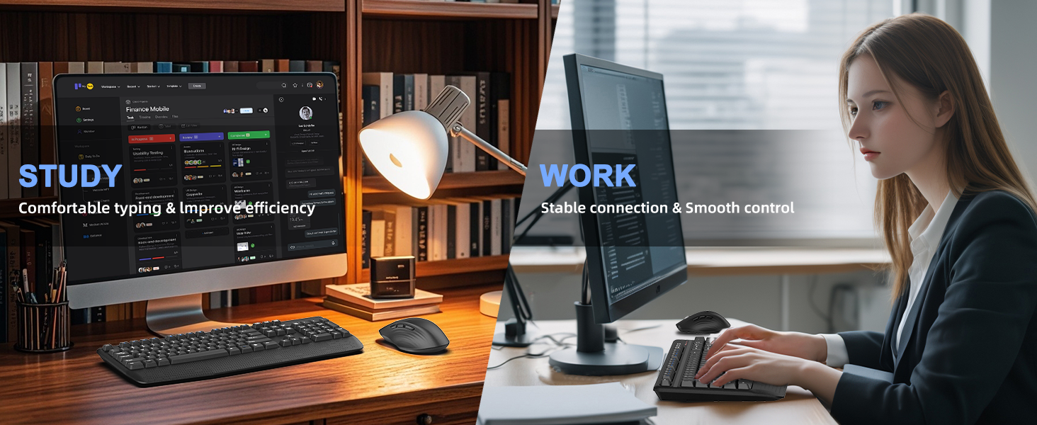 Wireless Keyboard And Mouse Combo Edjo 2 4g Full Sized Ergonomic Computer Keyboard