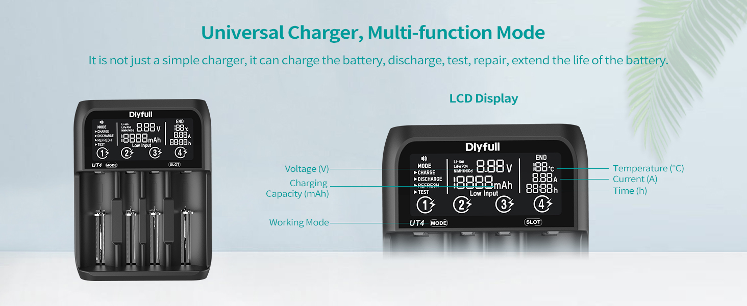 Amazon.com: Dlyfull 18650 Battery Charger, LCD Universal Battery Charger with Discharge, Refresh ...