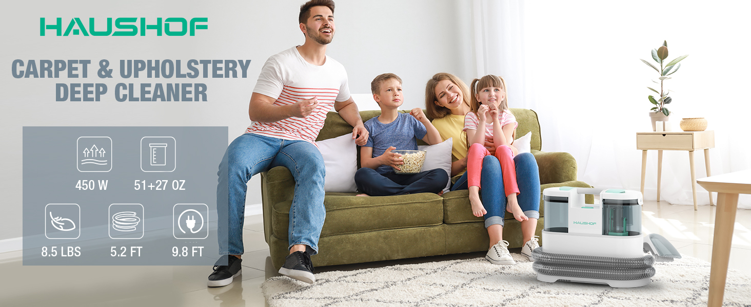 HAUSHOF Portable Carpet Spot and Upholstery Cleaner, Lightweight Deep ...