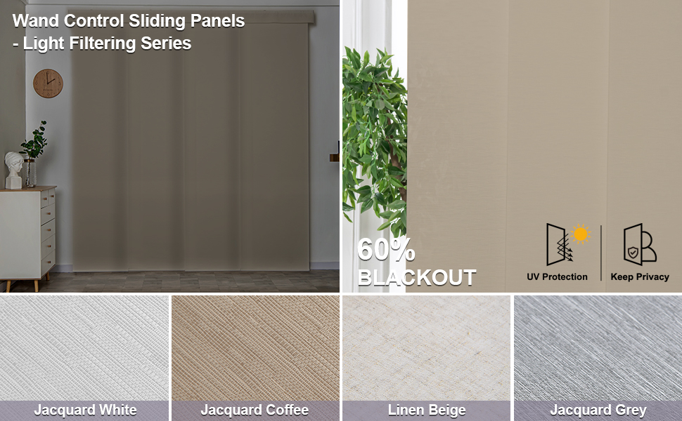 Amazon.com: Graywind Manual Sliding Panels Light Filtering Privacy Panel Track Blinds Wand ...