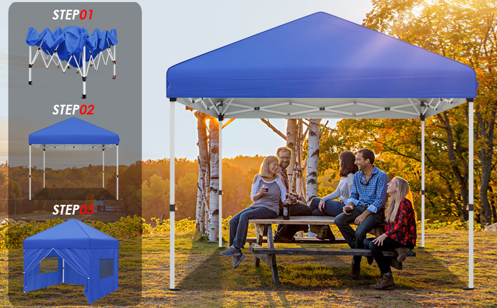 Ej.Victor Gazebo 3 x 3 m Folding Gazebo Waterproof Pop Up Folding Gazebo with Side Panels and ...