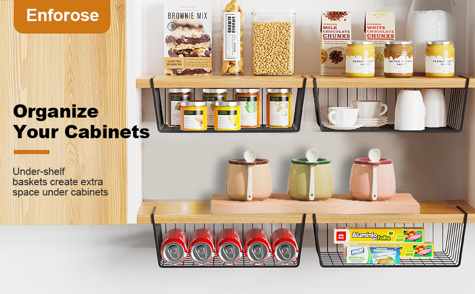 Enforose Under Shelf Wire Basket Hanging Storage Baskets Multipurpose ...