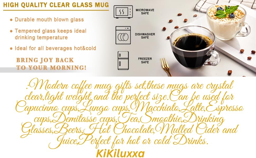 Buy KiKiluxxa Glass Green Tea and Cold Coffee Cup Set of 6 - Home and ...
