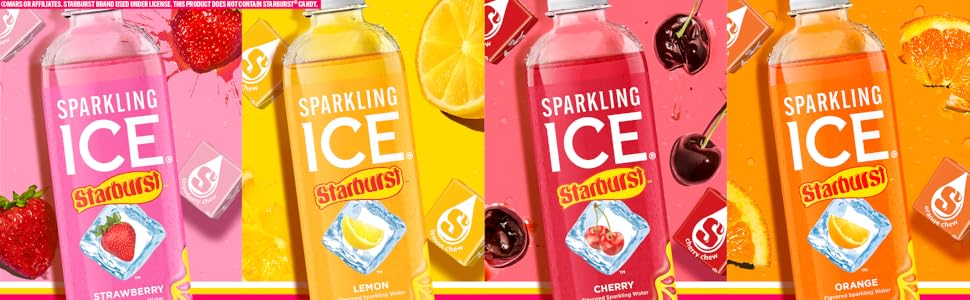 Amazon.com: Sparkling Ice STARBURST Variety Pack, Zero Sugar Flavored Sparkling Water, with ...