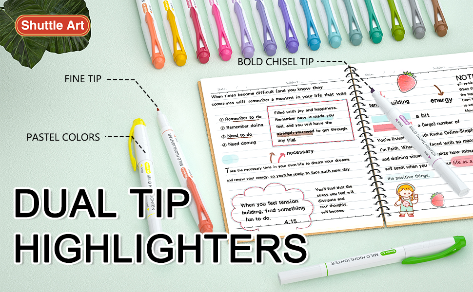 Shuttle Art Pastel Highlighters, 30 Colours Dual Tip Highlighters, Highlighter Markers Assorted ...