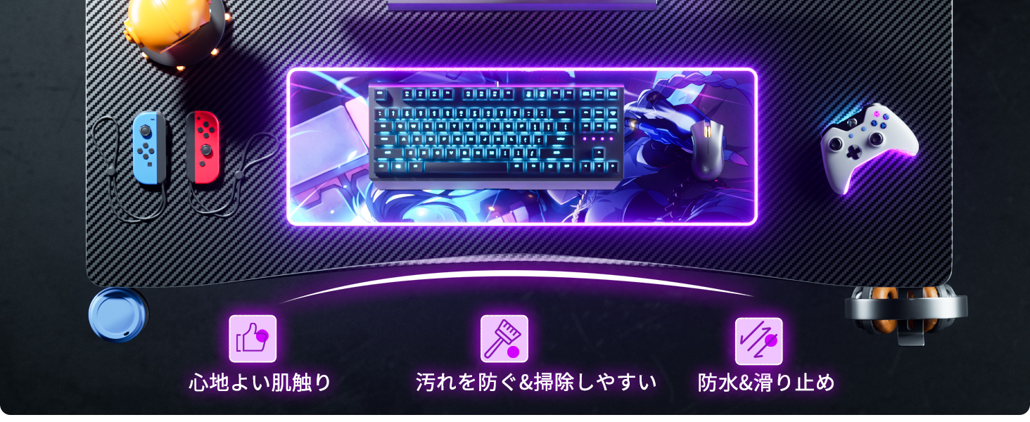 Amazon | KKL ゲーミングデスク 幅80cm*奥行55cm*高さ75cm パソコンデスク ス字脚 デスク ゲーミングテーブル PCデスク 炭素繊維天板 カップホルダーとヘッドフォン ...