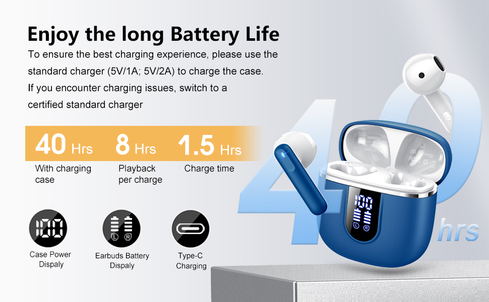 Wireless Earbuds, Bluetooth Ear Buds 5.4 Mini HiFi Stereo with 4 ENC ...