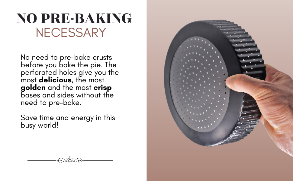 Perforated pie pan creates crispy crusts without pre-baking