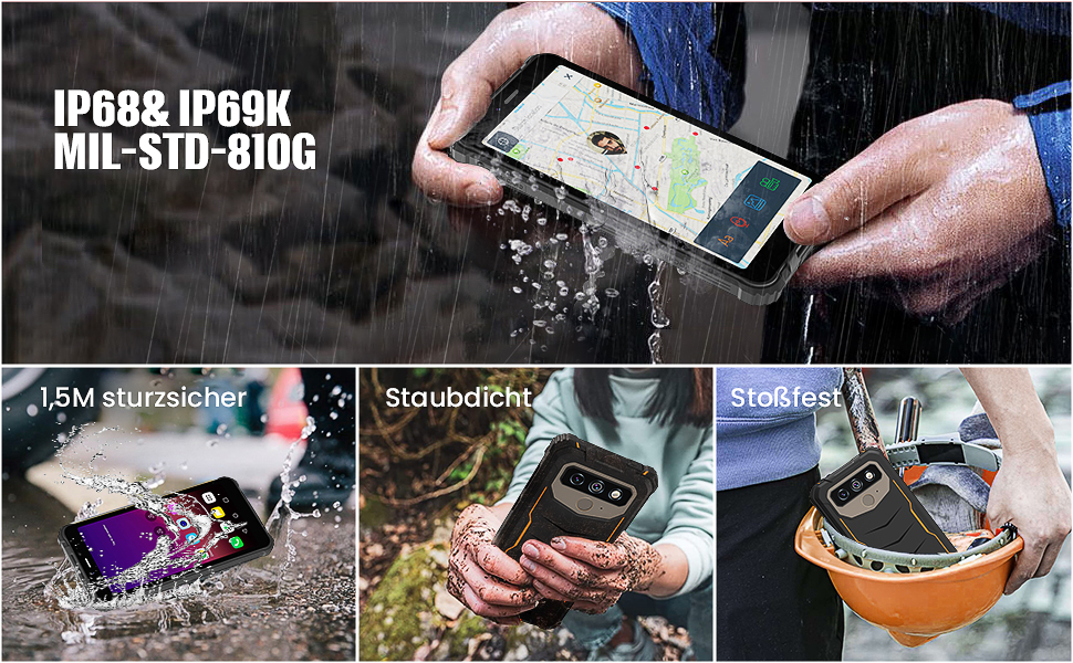 Hotwav T5 Pro Outdoor Smartphone Ohne Vertrag Android 12 Outdoor Handy 6.0" Quad Core 4GB/32GB ...