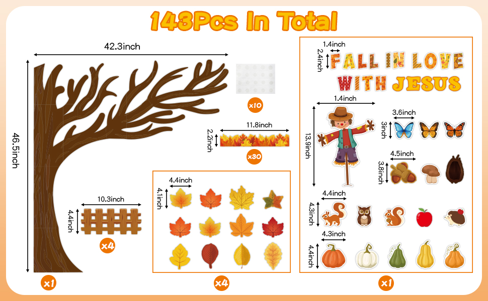 Amazon.com : Haooryx 143Pcs Fall Autumn Fall in Love with Jesus Sunday ...